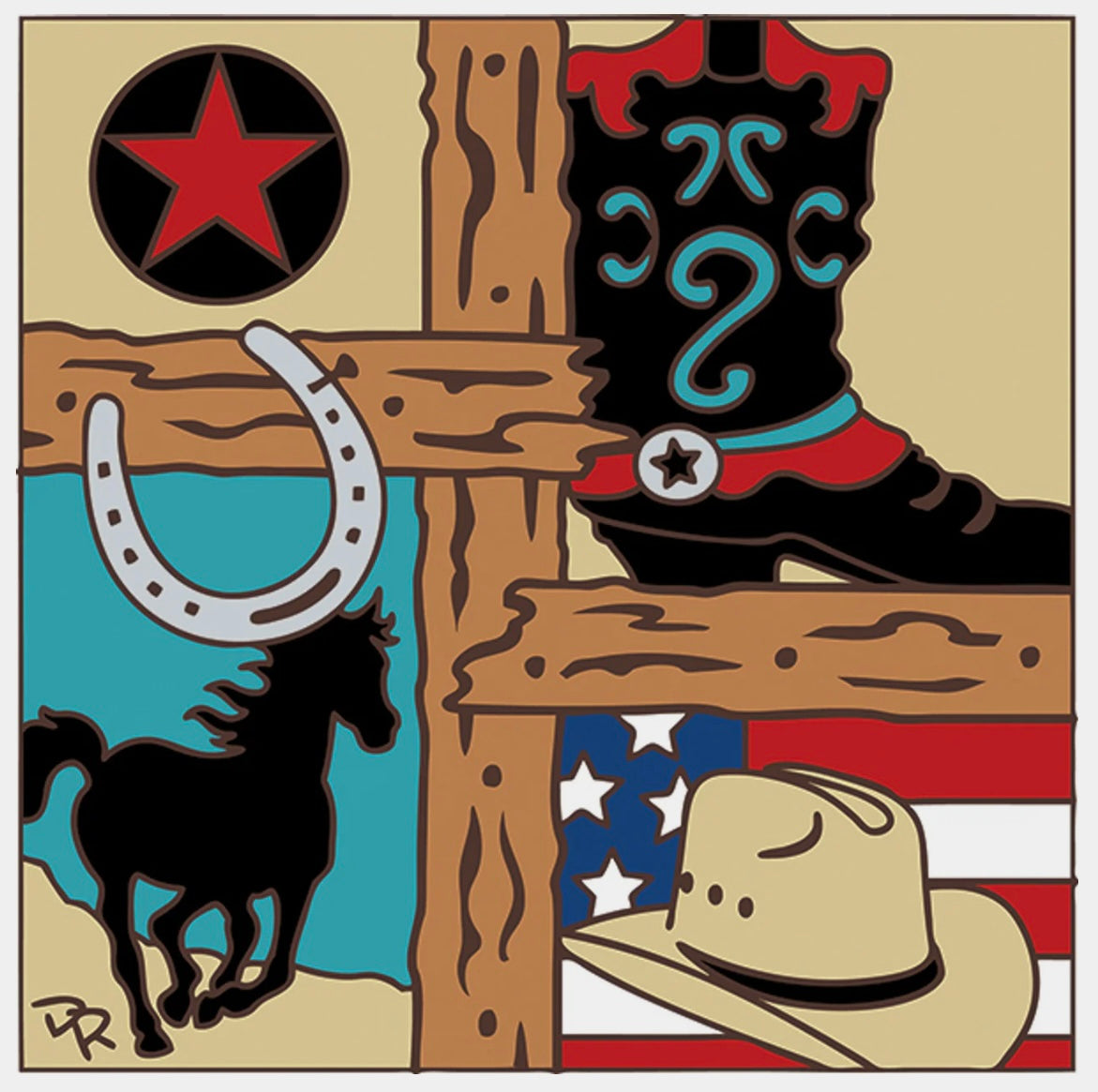 2/25 10am: Glaze a 6” Art Tile - Rodeo Week! Western Collage Decorativ ...