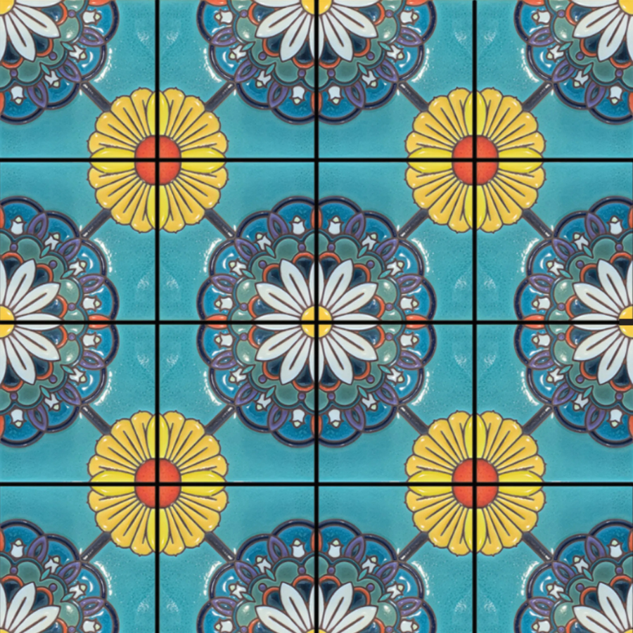 Ceramic Kitchen Backsplash Tiles: Daisy Mandala Hand Glazed Tiles ...
